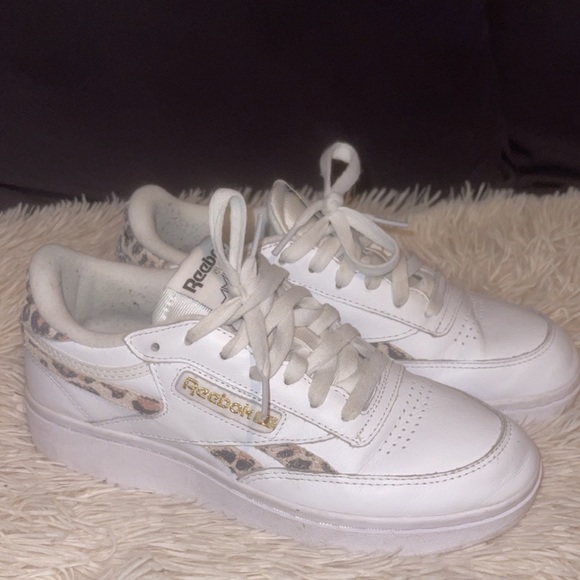 Reebok | Shoes | Reebok Club C Double Sneakers In White And Leopard ...